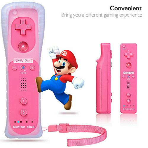 Built-in Motion Plus 2 in 1 Wireless Remote Controller Gamepad for Wii/Wii U, w/Silicone Case & Hand Strap (Red)