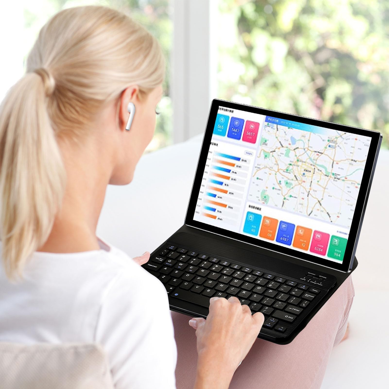Acogedor 10.1 Inch Tablet for Android 11.0, 5G WiFi 12GB RAM, 256GB ROM, 8+20MP Dual Camera, MT6735 8 Core, HD Tablet with BT Keyboard Earbuds US Plug 100โ240V (US Plug)