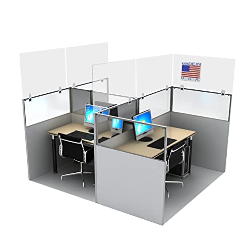 Cubicle Sneeze Guard by SPEEDYORDERS â Sneeze Guard for Cubicle - Clear Cubicle Divider - Wall Extender Plexiglass For Cubicle With Removable Clamps 1/4" Thick 48"W x 24"H - Includes 3 clamps