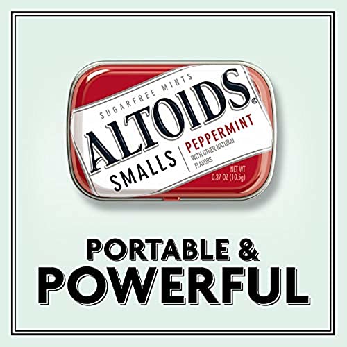 ALTOIDS Small Peppermint Breath Mints Sugar Free Hard Candy Bulk, 0.37 oz Tin (Pack of 9)