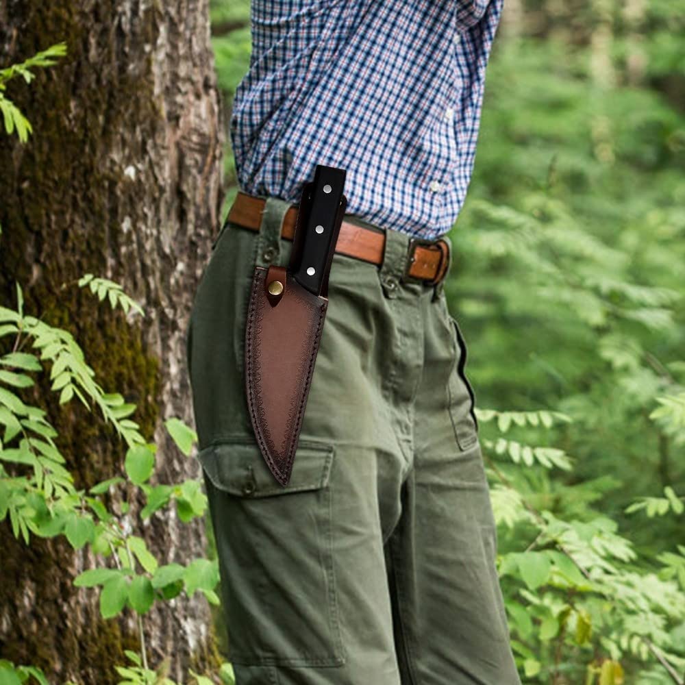8" Straight Knife Sheath, Vertical Knife Sheaths Belt Leather Knife Sheath Holder for 8'' Kitchen Chef Knife