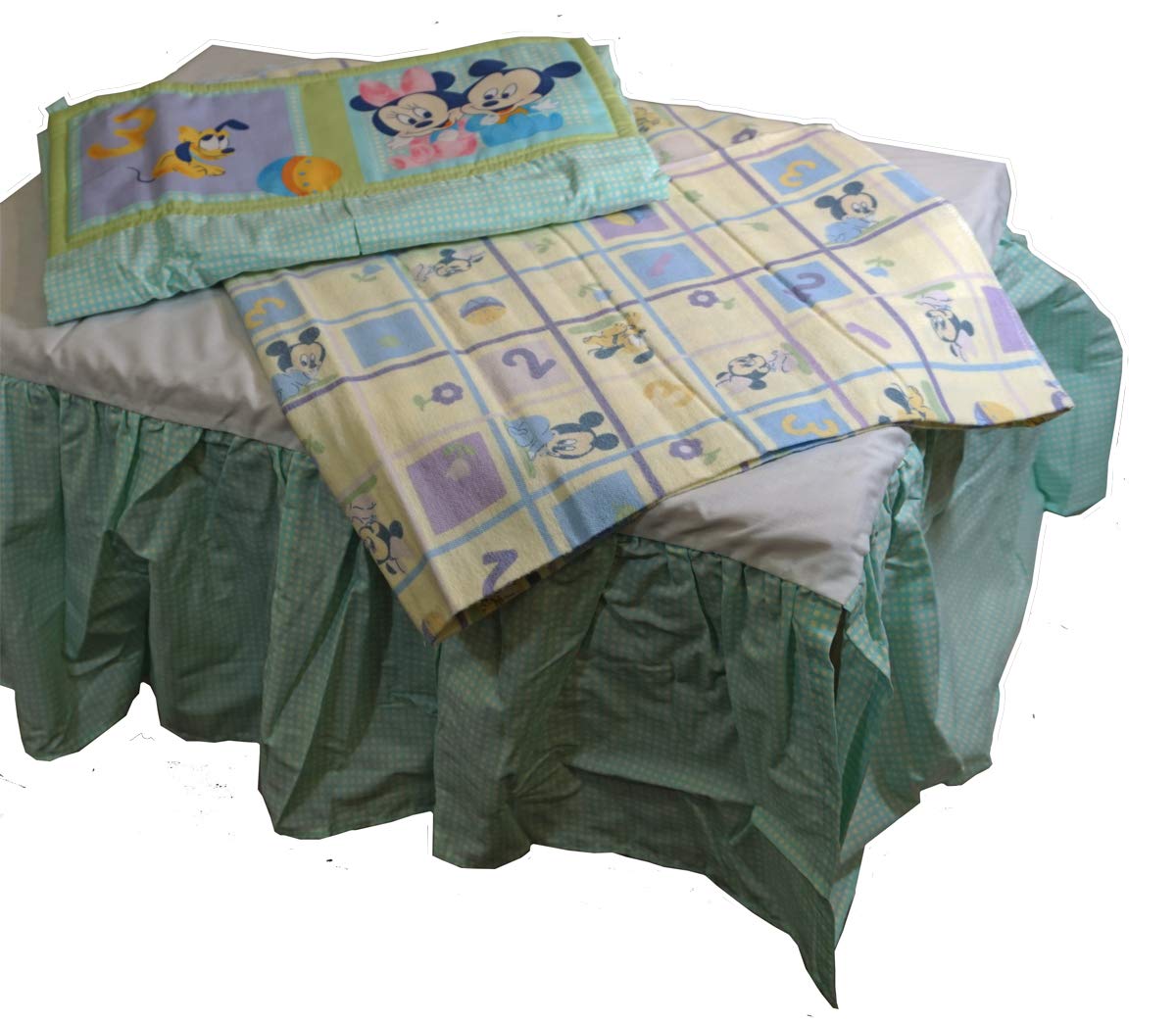 Disney Baby 3-piece Acessory Set: Flannel Receiving Blanket, Crib Dust Ruffel & Diaper Stacker