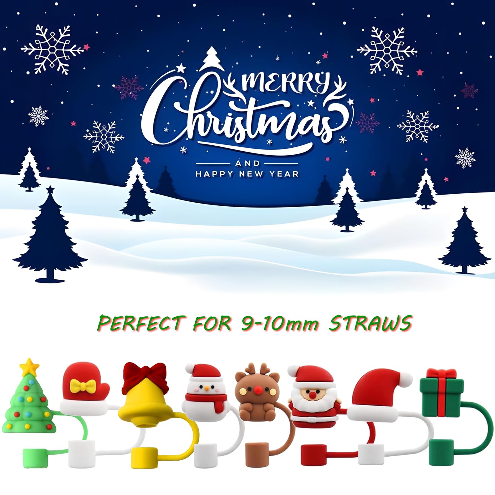 Straw Cover Cap for Stanley Cup, 8pcs 10mm 0.4in Diameter Reusable Dust-Proof Straw Topper Compatible with Simple Modern and Tumbler with Lid and Straw, Christmas Gifts