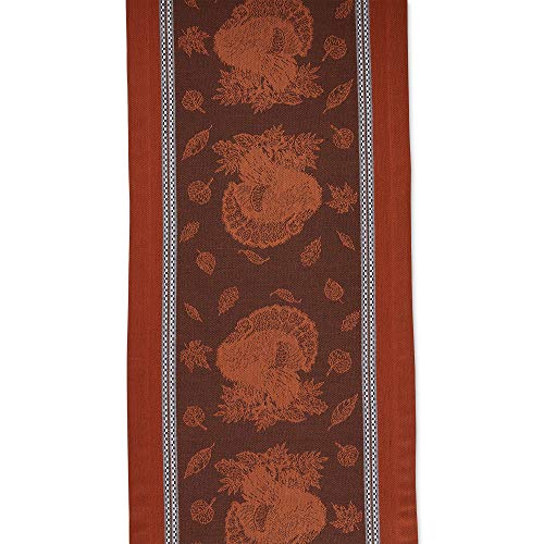 DII Traditional Harvest Wheat Jacquard Collection Thanksgiving Fall Table Décor Damask Cotton, 14x72 Rectangle Table Runner, Wine Red Botanical