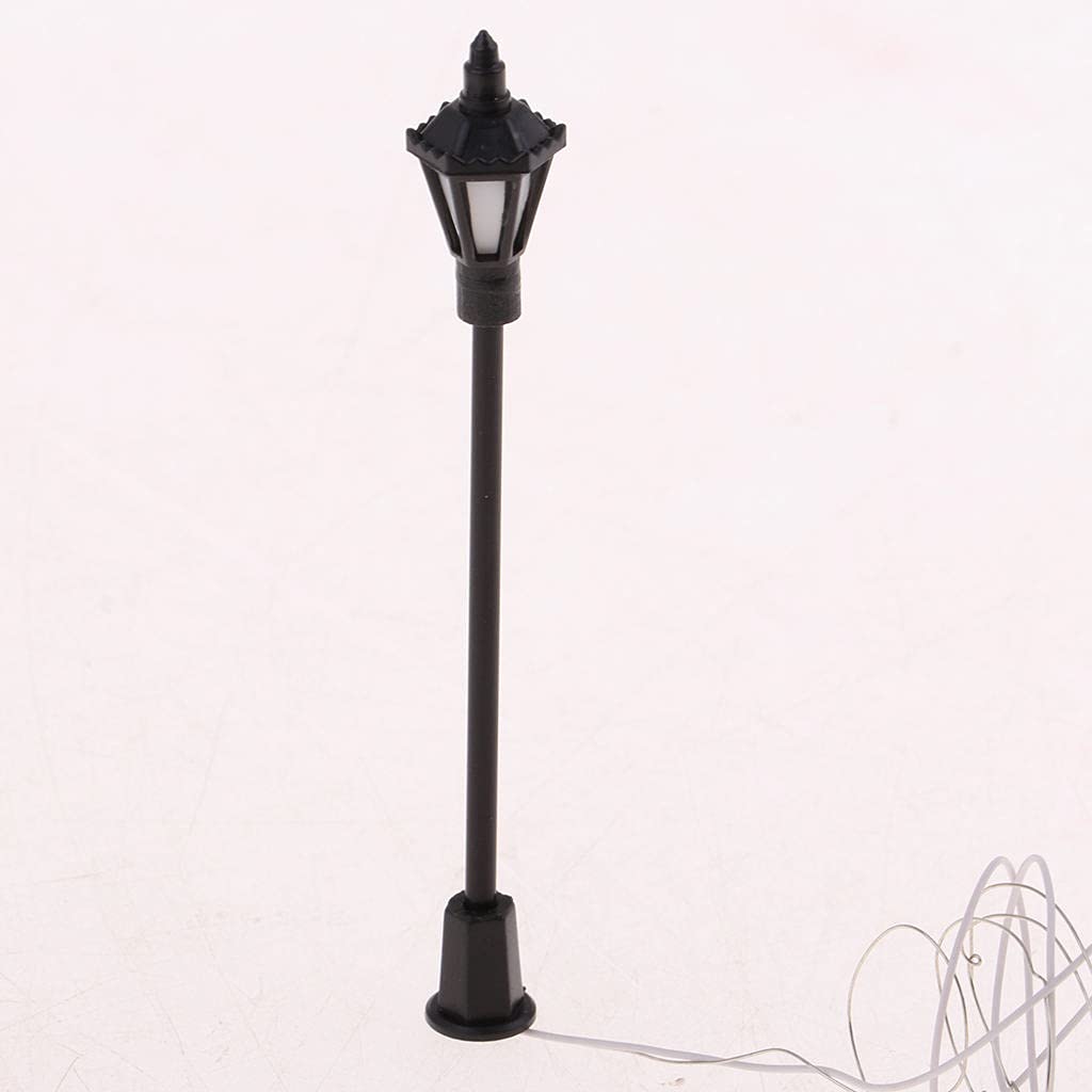 Amagogo 20pcs 1/100 3V HO Scale Miniature Street Lights Railway Train LED Lamp Post Single Head Garden Landscape Decoration for Diorama Sand Table