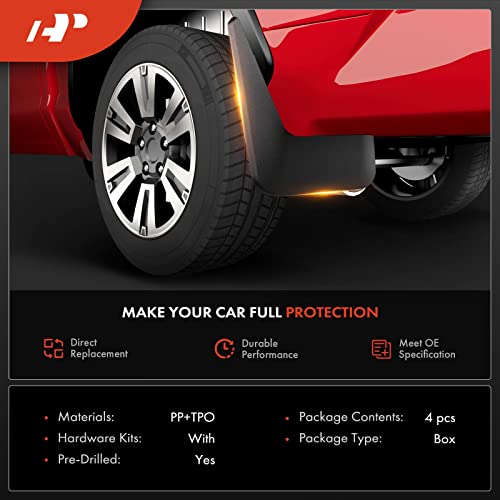 A-Premium Set of 4PCS Mud Flaps Splash Guards Mudguards Mudflaps with Hardware Kits Accessory Compatible with Ford F-150, 2015-2020 Pickup, (W/o Fender Flares), Black Color, Front LH RH and Rear LH RH