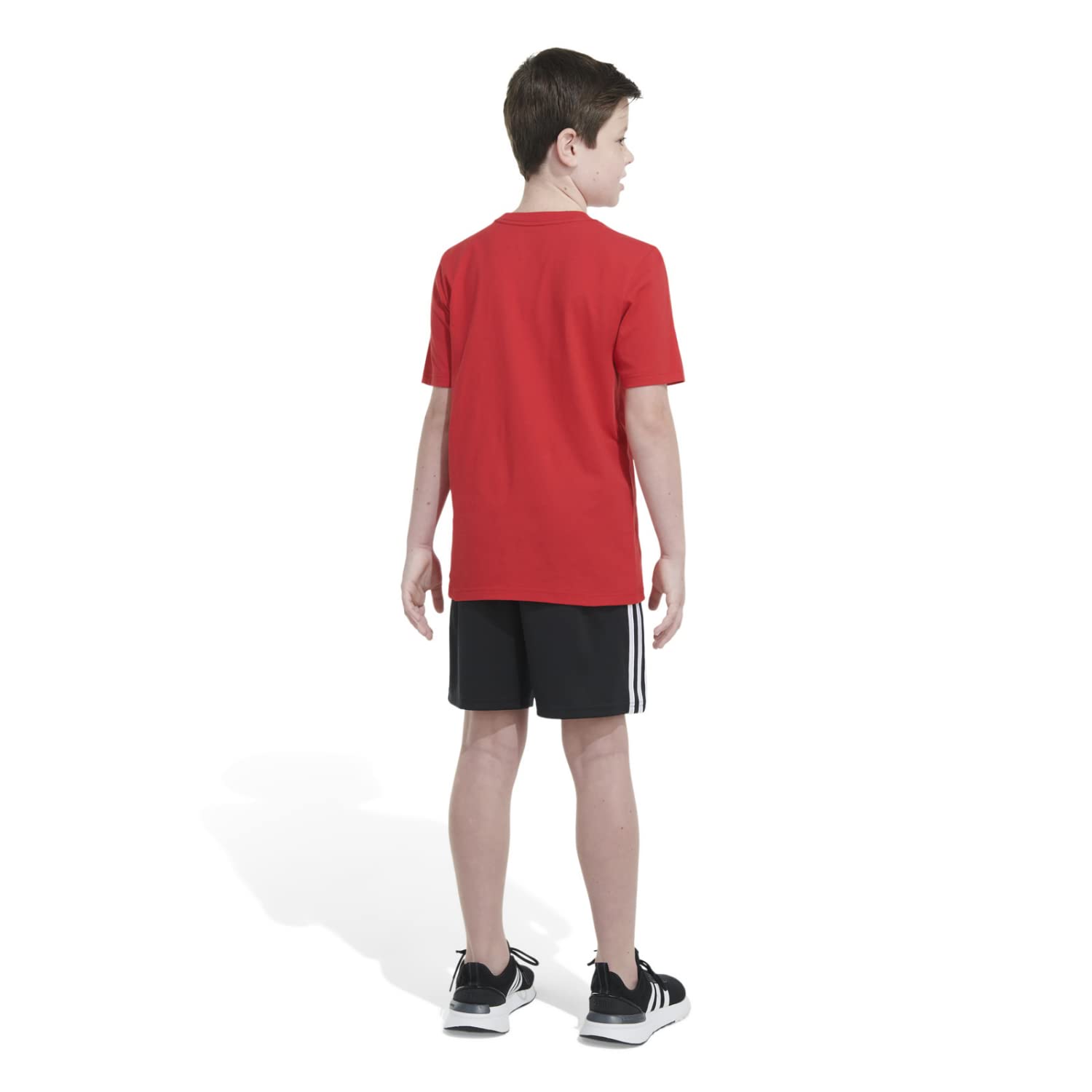 adidas Boy's Short Sleeve Tee Two-Tone Logo (Toddler/Little Kids) Bright Red 7 Little Kids