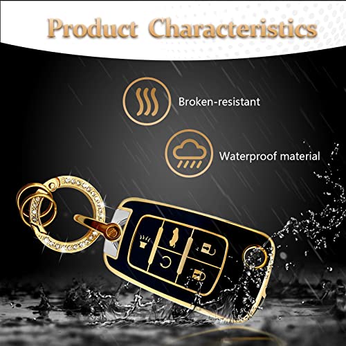 Compatible with Chevy Key Fob Cover with Keychain Lanyard, Soft TPU Keys Shells Replacement for Chevrolet Buick Camaro Cruze Equinox Malibu Impala Spark Sonic GMC-Black