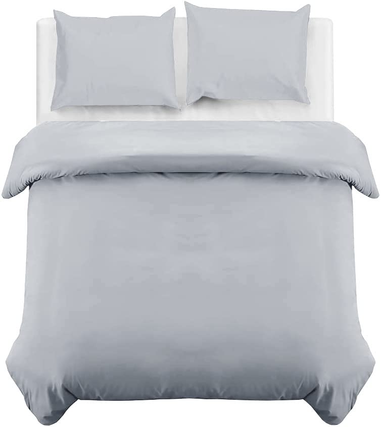 MOONLIGHT20015 Silver King Size Duvet Cover – Soft 3 Piece Double Brushed Microfiber Duvet Cover Set with Button Closure, 1 Duvet Cover King Size 104x90 inches and 2 Pillow Shams