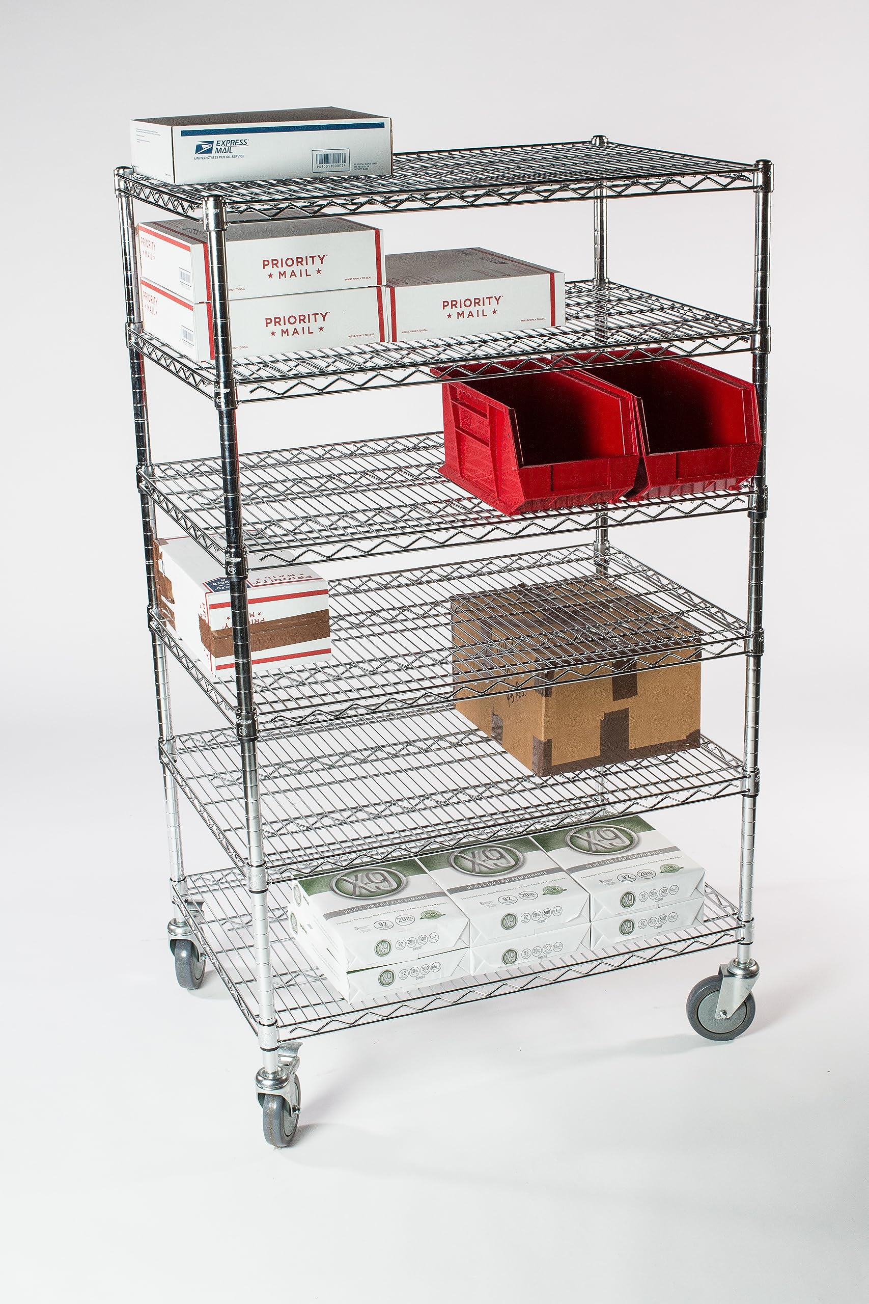 Omega Shelving Storage | 5 Tier Truck Shelving Unit 18" Deep x 36" Wide x 80" High- 1200 lb Capacity per Shelf, Adjustable Wire Shelving, Tool-Free Assembly |Chrome Garage Shelving