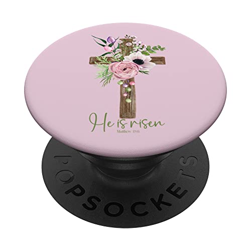 Easter He Is Risen For Christians Matthew 28:6 PopSockets Swappable PopGrip