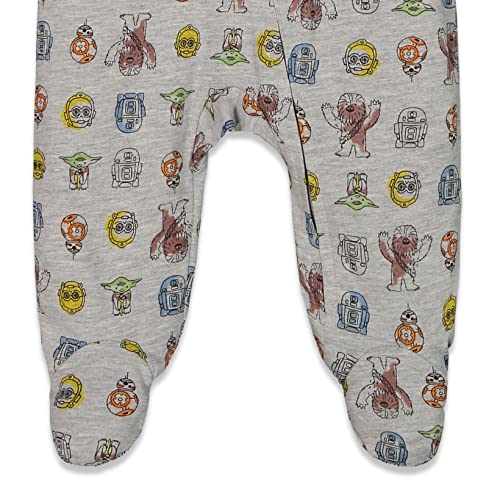 STAR WARS Baby Boys 2 Pack Sleep N' Play Footies Chewbacca Yoda R2-D2 3-6 Months