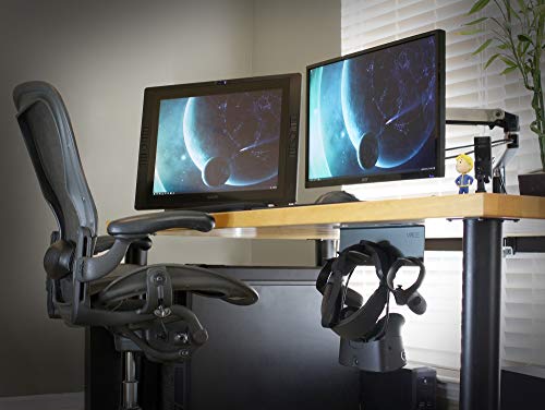 VRGE VR Stand Under Desk Storage Display Hook Organizer - Premium Metal - for Meta Oculus Rift S Quest 2, HTC Vive Pro, Sony Playstation PS5 VR2, Valve Index, Vive Cosmos and Mixed Reality Headsets