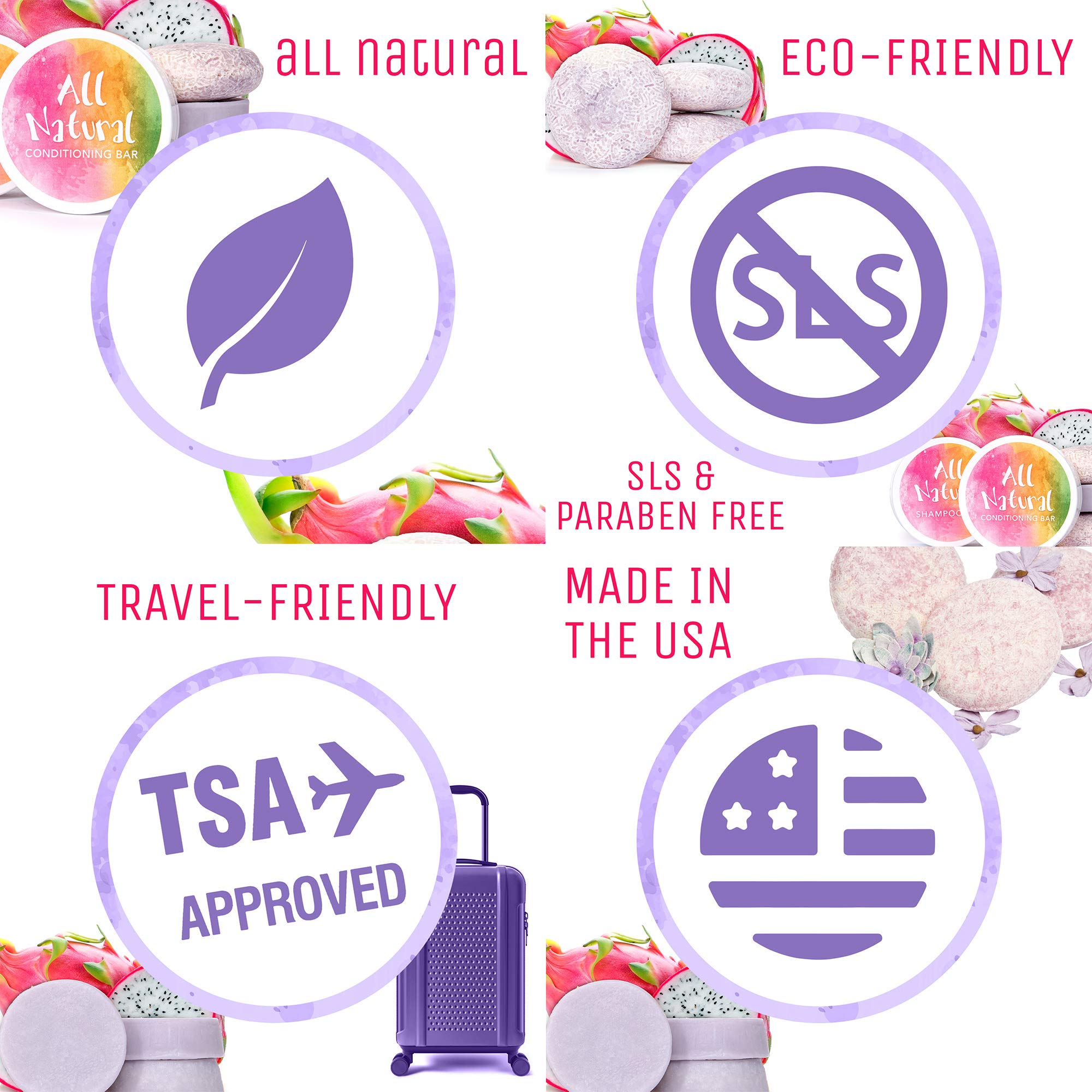 Sweet & Sassy 3 Conditioner Bars. Made in the USA. All Natural, Organic, SLS Free, Plastic Free, Safe for Color Treated Hair - So Sumptuous.