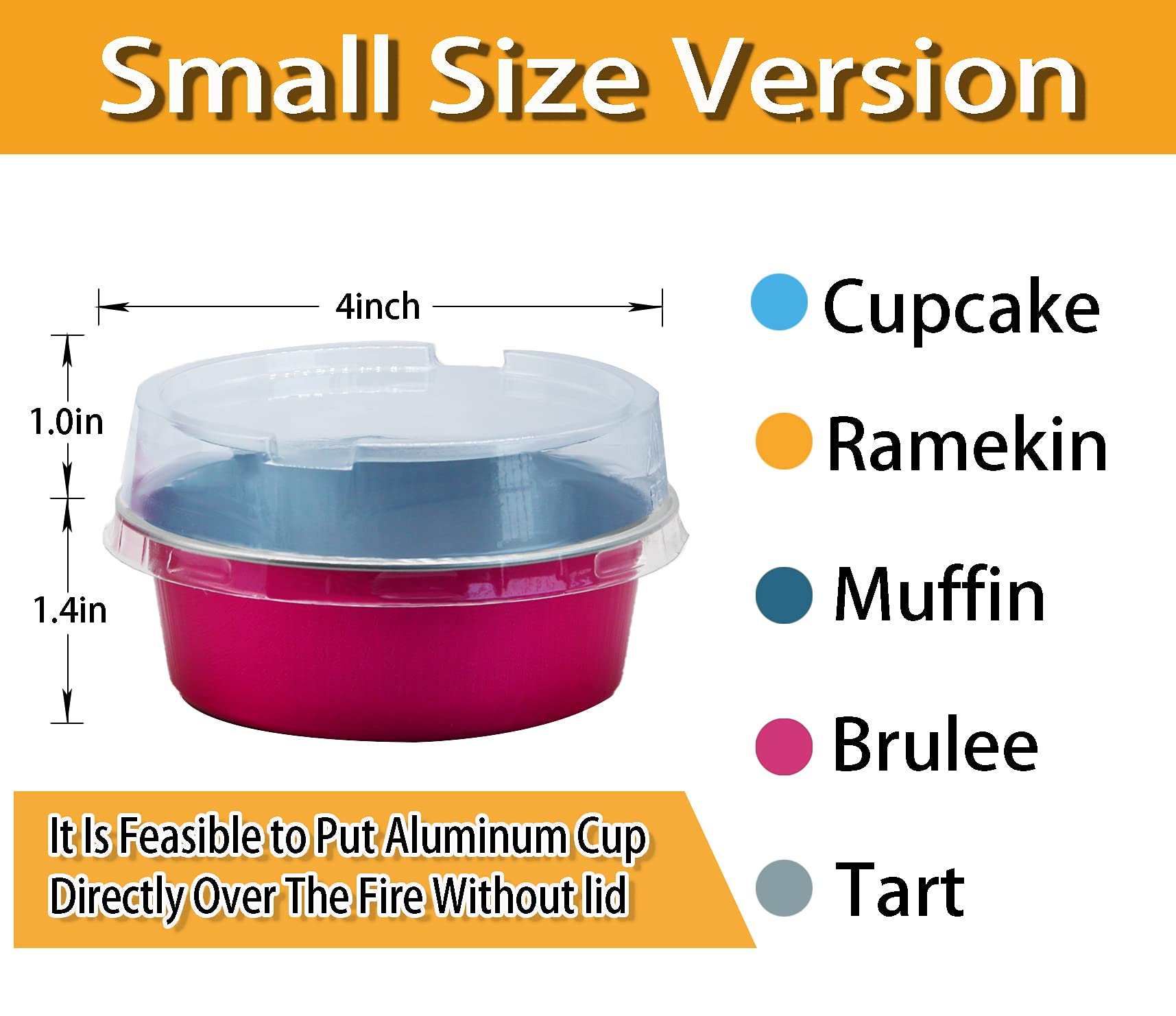 All In One Foil Liners, Yuiviot Aluminum Baking Cups with Lids 60Pack, 4-Inch 5oz Foil Cupcake and Muffin Liner, 60 Cups and 60 Lids(4 Types In 1 Package) for Ramekin, Pie, Cupcake Holder Tin Pan