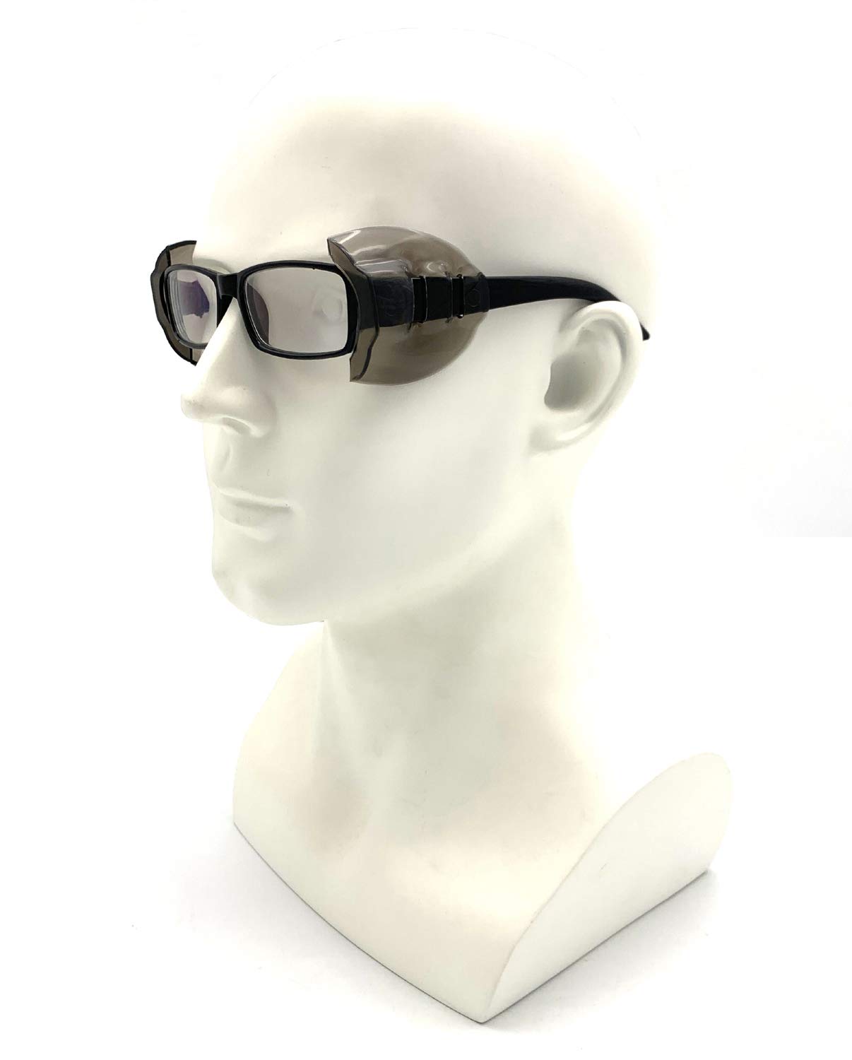 Wakaka 2 Pairs Safety Eye Glasses Side Shields, Slip On Clear Side Shield for Safety Glasses- Fits Medium to Large Eyeglasses, Clear Flexible (Deep Gray)