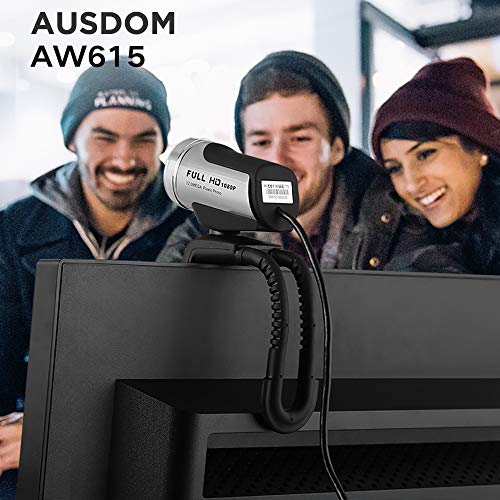 AUSDOM Full HD 1080P Wide Angle View Webcam with Anti-Distortion, AW615 USB Computer Camera,90-Degree FOV, auto Low-Light Correction, Plug and Play for Zoom/Skype/Teams,Conferencing and Video Calling