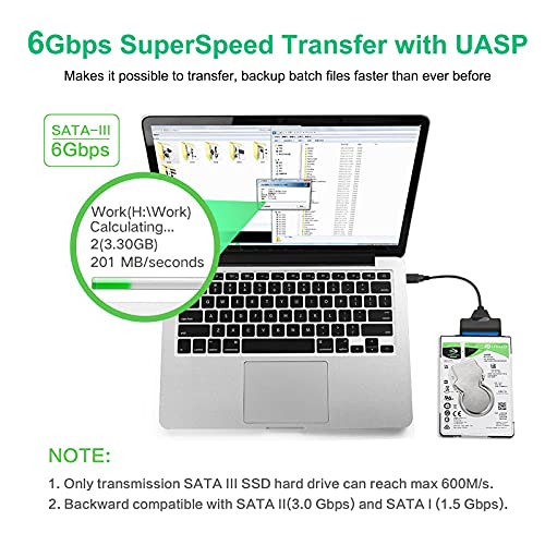 EYOOLD SATA to USB 3.0 Adapter Cable for 2.5 inch Hard Drive HDD/SSD Data Transfer, External Hard Drive Converter Support UASP (Black)