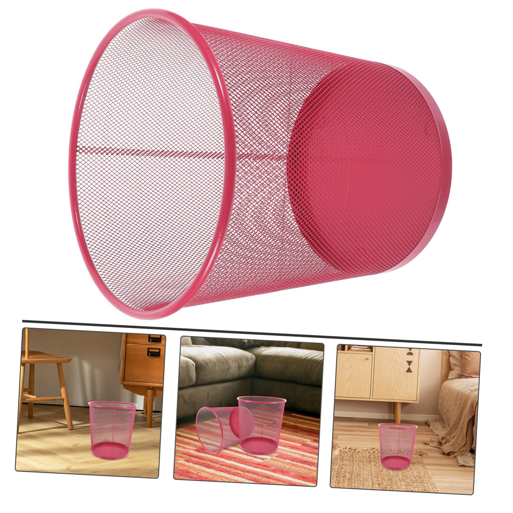 Ciieeo Barbed Wire Office Corner Basket Waste Basket Pink Plastic Storage Bins Small Trash can Trash can Household Iron Wastebasket Trash bin Metal Basket Small Metal Storage Box