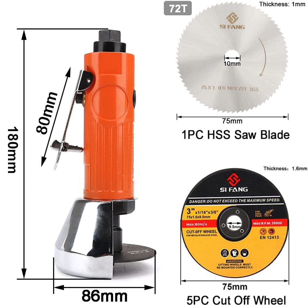 Air Cut Off Tool with 5Pcs 3-inch Die Grinder Cut-Off Wheels, Pneumatic Metal Sheet Cutting Tool, Heavy Duty Air Cutter Cut off Tool