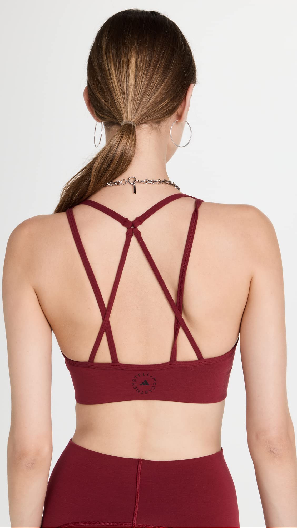 adidas by Stella McCartney Women's TrueStrength Yoga Medium Support Bra, Collegiate Burgundy, Red, XS