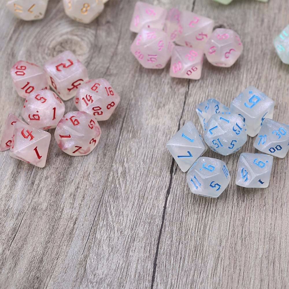 7Pcs Resin Polyhedral Dices for DND RPG MTG Dials Dice, Dice DND Polyhedral Game Dice Set, Dice KTV Toy Gift Game Dice Playing Games(Gold)