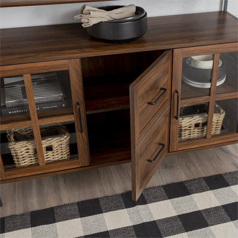 Walker Edison Furniture AZU48RAD3DDW Industrial 3-Door Buffet Sideboard for Kitchen-Dining Room, 48, Dark Walnut