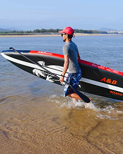 A&BBOARD Paddleboard Inflatable Paddle Board,ISUP 11'5''x32''x6'' Stand Up Paddle Board Standing Boat for Adult, Inflatable Paddle Boards for Adults 350lbs Capacity,15PSI Pressure(Black & Red)