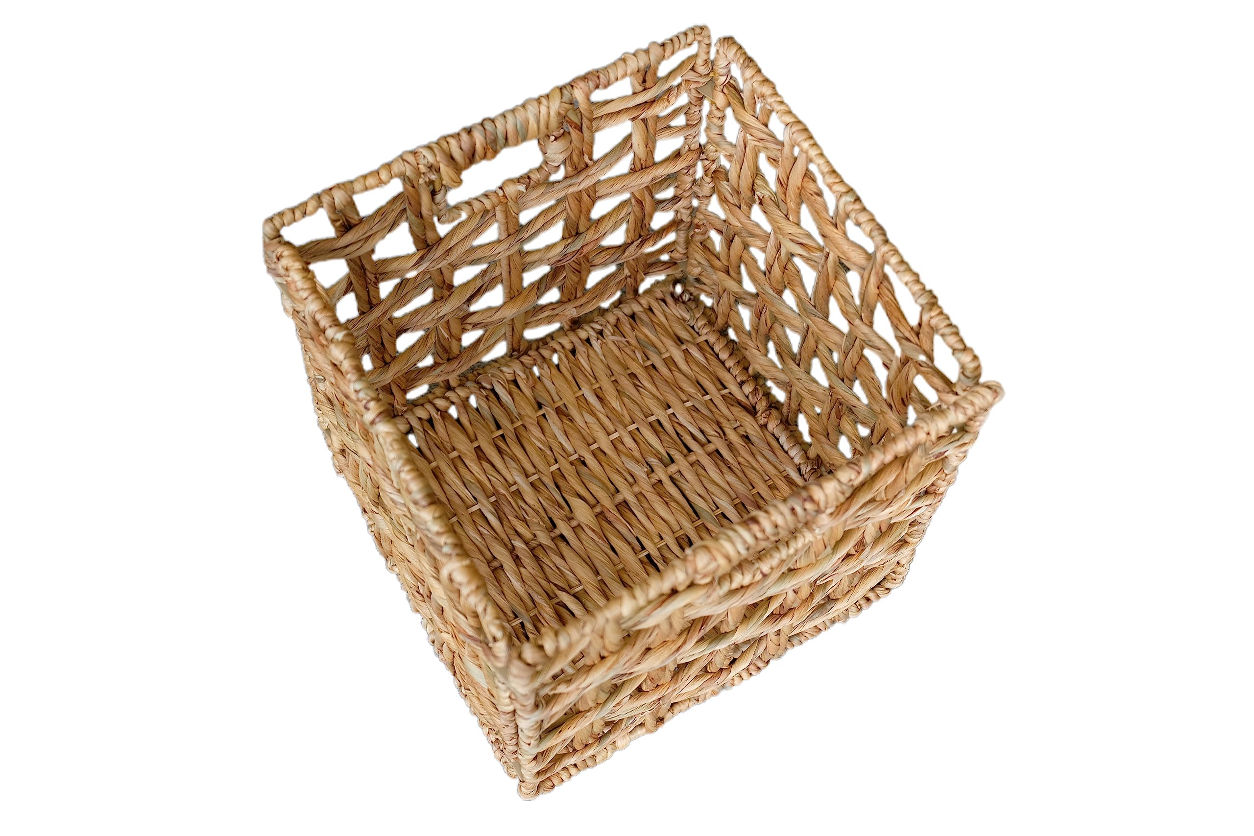 LilaCraft Wicker Storage Bins, Wicker Storage Baskets for Shelves, Large Wicker Storage Cubes Baskets, Wicker Baskets for Gifts, Storage Bins for Bedroom, Living Room (Set 4 packs 12”x12”x12”)