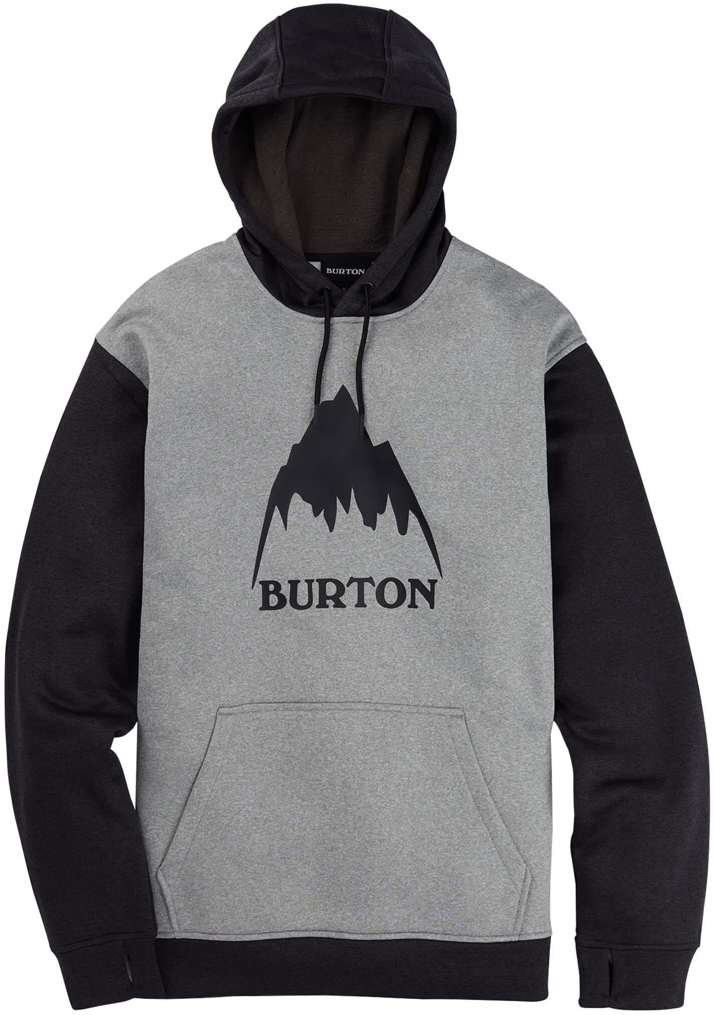 Burton Men's Oak Pullover Hoodie, Gray Heather/True Black, L