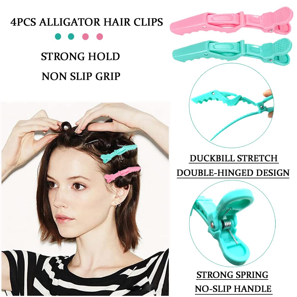 6 Pieces Rat Tail Comb Cutting Comb with Wide and Fine Teeth and Alligator Styling Sectioning Hair Clips Set, Carbon Fiber Styling Combs Stainless Steel Pintail Comb Teasing Combs Parting Combs for Braiding Hair With 4Pcs Colorful Hair Clip for Braids Sal