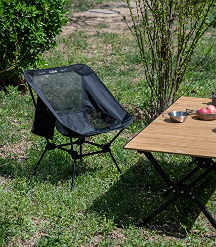 iClimb 2 Anti-Sinking Large Feet Chair and 1 Solo Mini Folding Table Bundle, Ultralight Compact for Two Person Outdoor Backpacking Hiking Camping Beach Concert