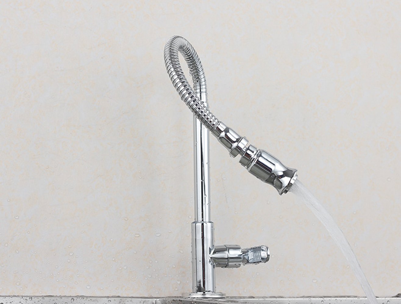 Bathtub Faucet Single Handle Kitchen Sink Faucet Pull Down Arbitrary Rotating Lavatory Cold Water Tap Chrome