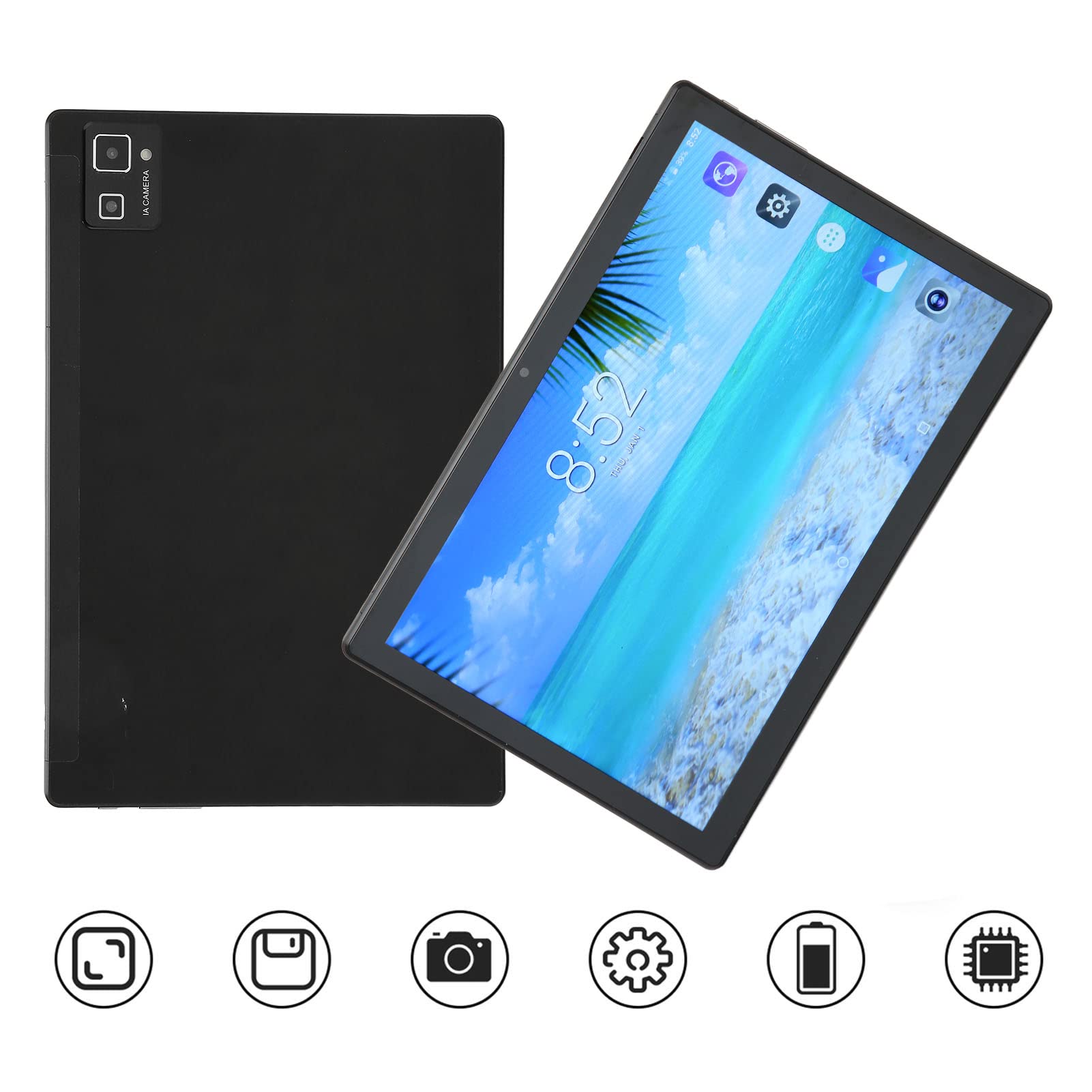 Acogedor Cellular Tablet 10.1 Inch, Android 10.0 Tablets, with Octa Core CPU, 2.4G 5G Dual Band WiFi, Dual Card Dual Standby, 6GB RAM 128GB ROM, Bluetooth 5.0 and GPS (Black)