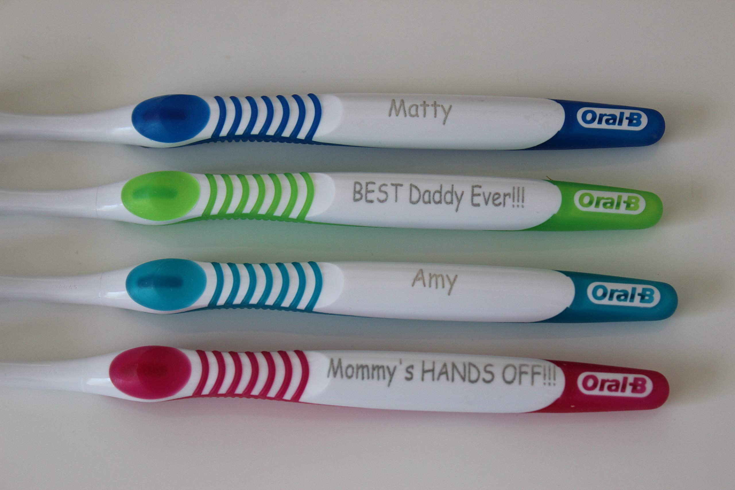 Personalized Gift Personalized TOOTHBRUSHES 4 Pack Manual Toothbrush Adults Any Name/Message Engraved