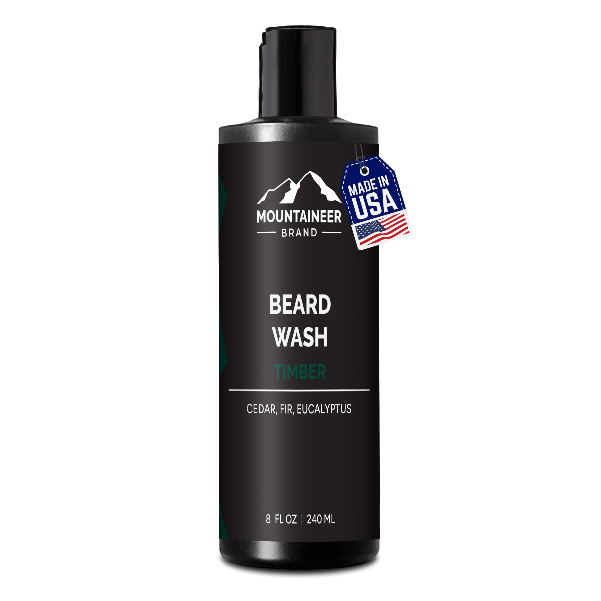 Mountaineer Brand Beard Wash For Men | 100% Natural Beard Shampoo | Thick Cleaning Softening Lather for Hair and Skin | Hydrate and Detangle | Grooming Treatment | Timber Scent 8oz
