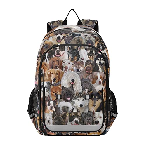 ALAZA Different Dog Breeds Animal Laptop Backpack Purse for Women Men Travel Bag Casual Daypack with Compartment & Multiple Pockets