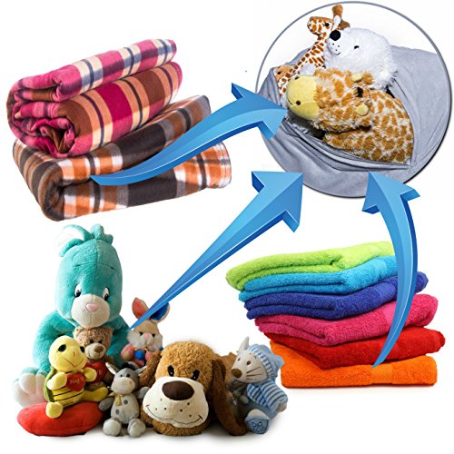 Jumbo Storage Bean Bag - Cover only - “Soft ’n Snuggly” Comfy Fabric Kids Love - Elephant - Store Stuffies, Extra Blankets & Pillows Too
