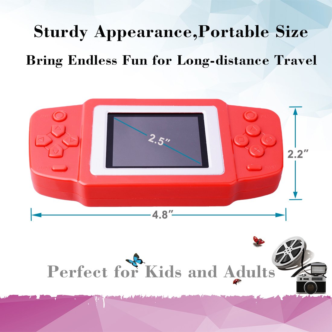 Beico Handheld Games for Kids Built in 218 Classic Retro Video Games 2.5" Screen Portable Arcade Gaming Player System for Boys Girls Birthday (Red)