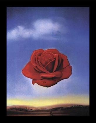 Buyartforless IF HG AP792 2 Black Plexi Framed Meditative C 1958 by Salvador Dali 28X22 Art Print Poster Wall Decor Museum Masterpiece Red Rose Blue Sky Famous Painting