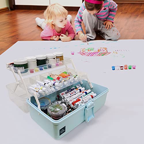 beLaxed Craft Organizers and Storage Box, 3-Layers Multifunctional Plastic Sewing Organizing Box with Handle, for Medicine, Art Supply, Makeup, Nail, Hair Accessories, Perfect Organizer Bins