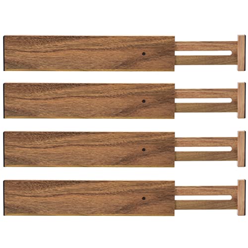 Bambu Masster Acaia wood Kitchen Drawer Dividers 4 Pack,Works in Kitchen,Dresser,Bathroom.