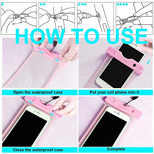 Waterproof Phone Pouch holder, smartlle Universal Waterproof Phone Case, Dry Bag Underwater Dirtproof iPhone 13 12 11 Pro Max XR,XS, 8,7,6 Plus, SE, Galaxy S22 21/Note, LG,7”, Beach Water Pool -3 Pack