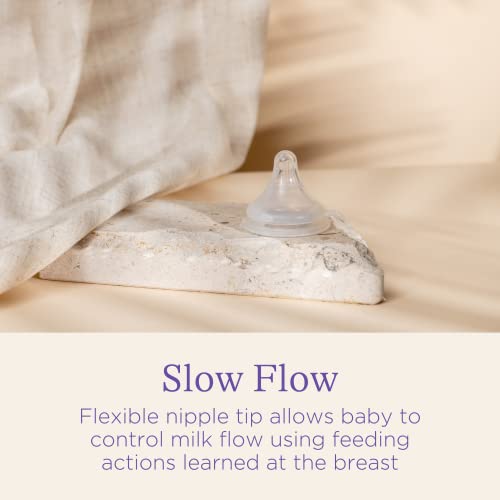 Lansinoh NaturalWave Baby Bottle Nipples, Slow Flow, Size 2S, Anti-Colic, 2 Count