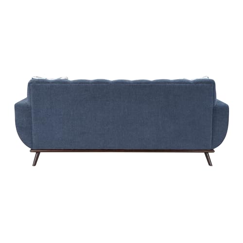 Lexicon Small Couch Mid Century Modern Sofa Living Room Sofa Couch with 2 Accent Pillows, Button Tufted Upholstered Small Sofa for Bedroom/Office/Apartment, Reversible L Shape Couch, Blue Chenille