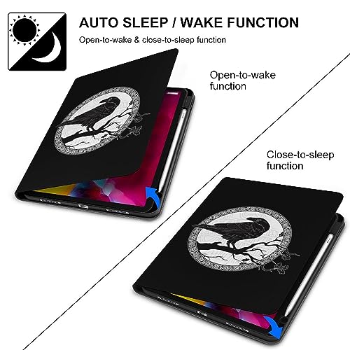 Black Crow Protective Case Compatible with IPAD 2020 AIR 4 (10.9in) Stand Case Auto Sleep/Wake Cover