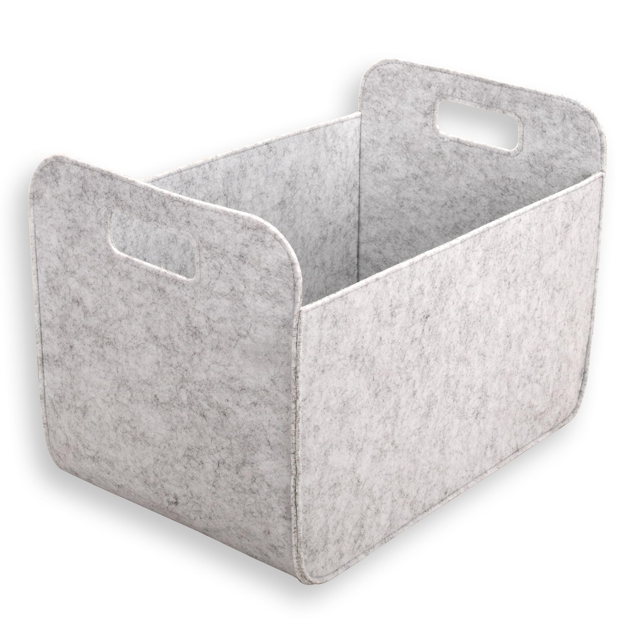 Acrola 15" x 10" Storage Basket Felt Storage Bin Collapsible & Convenient Box Organizer with Carry Handles for Office Bedroom Closet Babies Nursery, Toys, DVD, Books, Laundry Organizing (Light Gray)