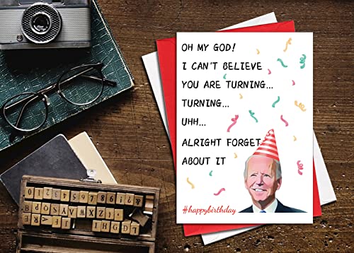 Ikassong Funny Joe Biden Forget Birthday Card 5.3"×7.6" with 2 Envelopes, for Men Women Him Her Bday Gag