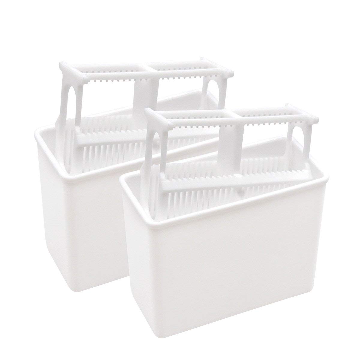 YXQ 24 Slots Microscope Slides Staining Jar Frame Rack 2-Set White Plastic Covered