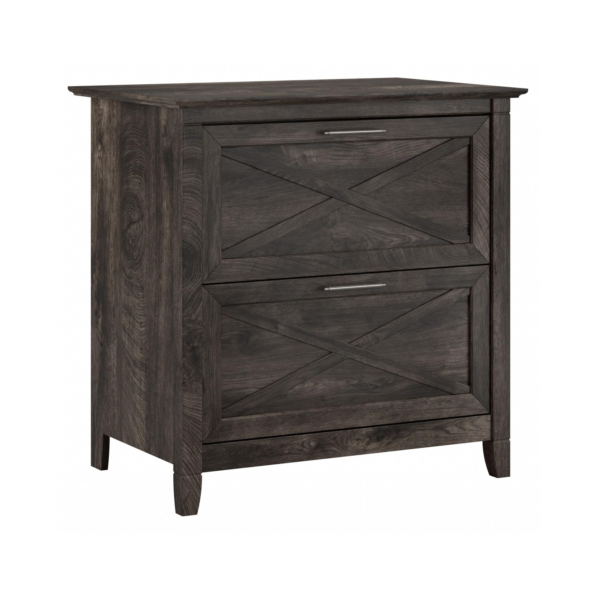 Bush Furniture Key West 2 Drawer Lateral File Cabinet in Dark Gray Hickory | Document Storage for Home Office | Accent Chest with Drawers